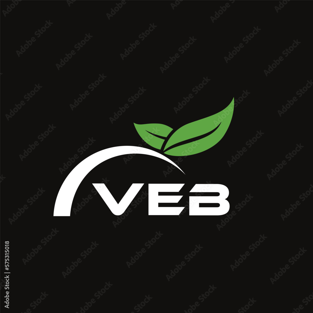 VEB letter nature logo design on black background. VEB creative ...