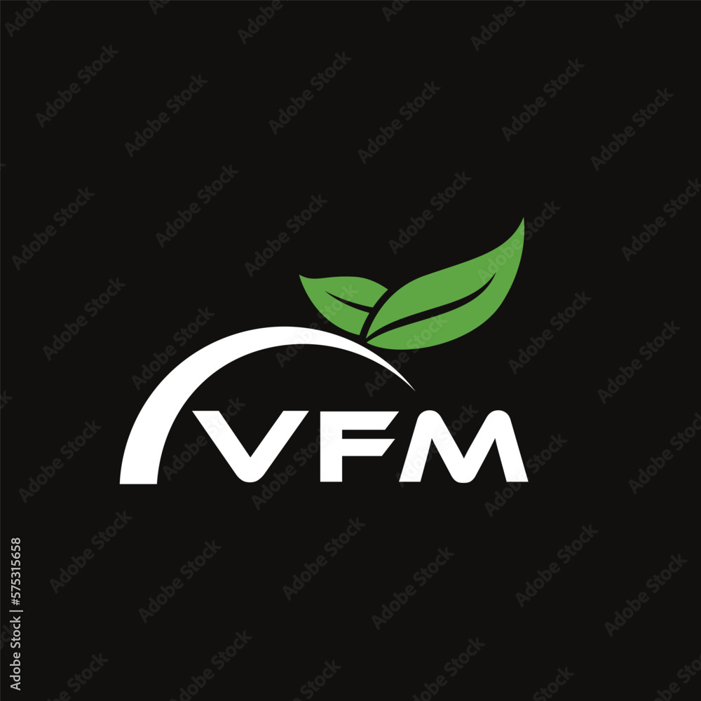 VFM letter nature logo design on black background. VFM creative ...