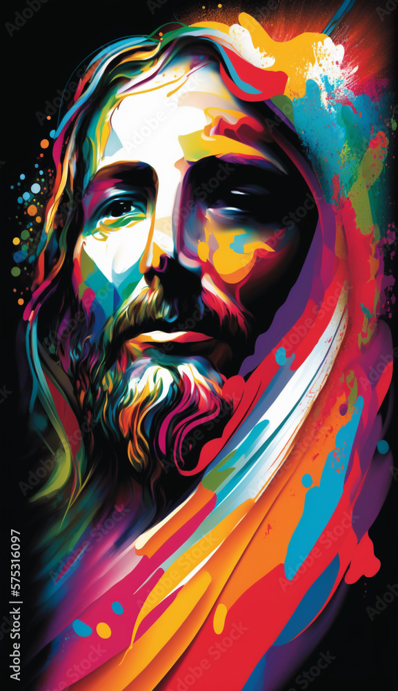 Abstract colorful portrait illustration of Jesus Christ. Corpus Christi ...