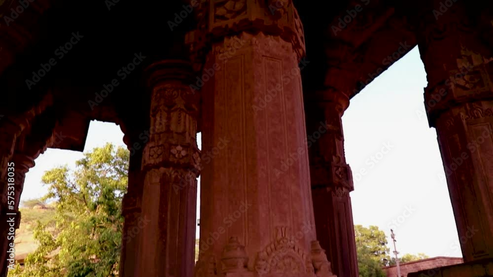 ancient hindu temple pillar architecture from different angle at day ...