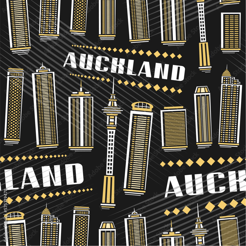 Vector Auckland Seamless Pattern, repeating background with ...