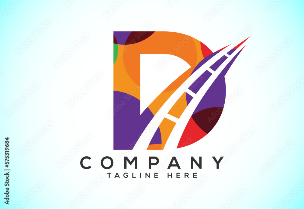 Letter D with road logo sing. Polygonal style logo for highway ...