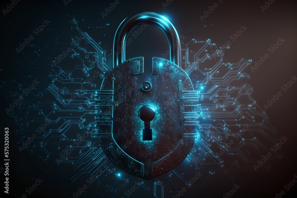 Cybersecurity Padlock, Digital Lock on Technology Network Data ...