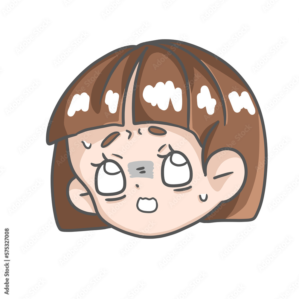 woman cartoon warried face. Cartoon girl showing anxious face PNG ...