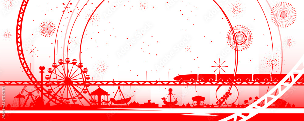Vector illustration of the carnival funfair design with amusement park ...