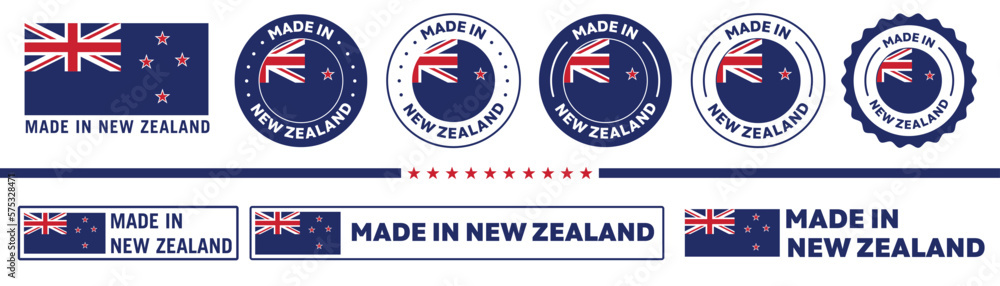 Made in new zealand icon set. new zealand made product icons suitable ...
