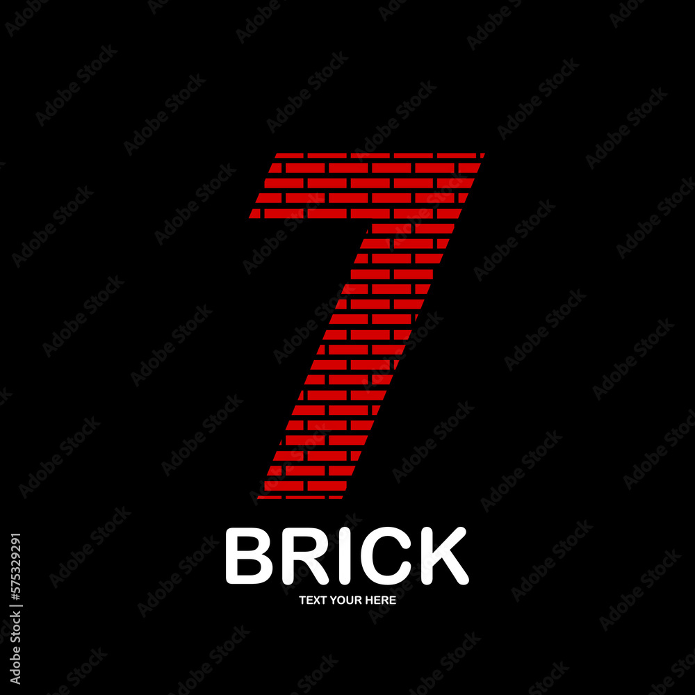 Abstract number 7 with brick vector logo template. Suitable for ...