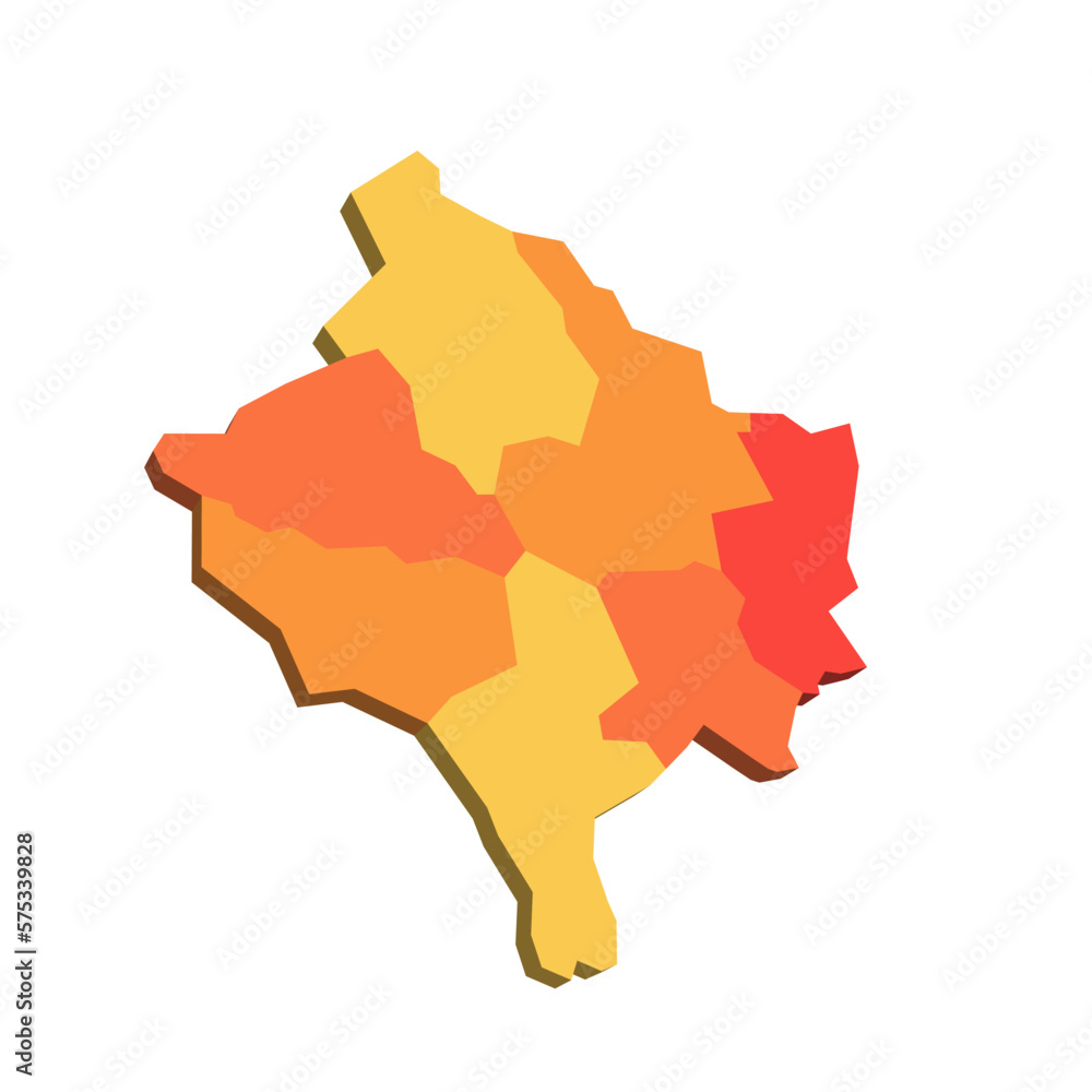 Kosovo political map of administrative divisions - districts. Map with ...