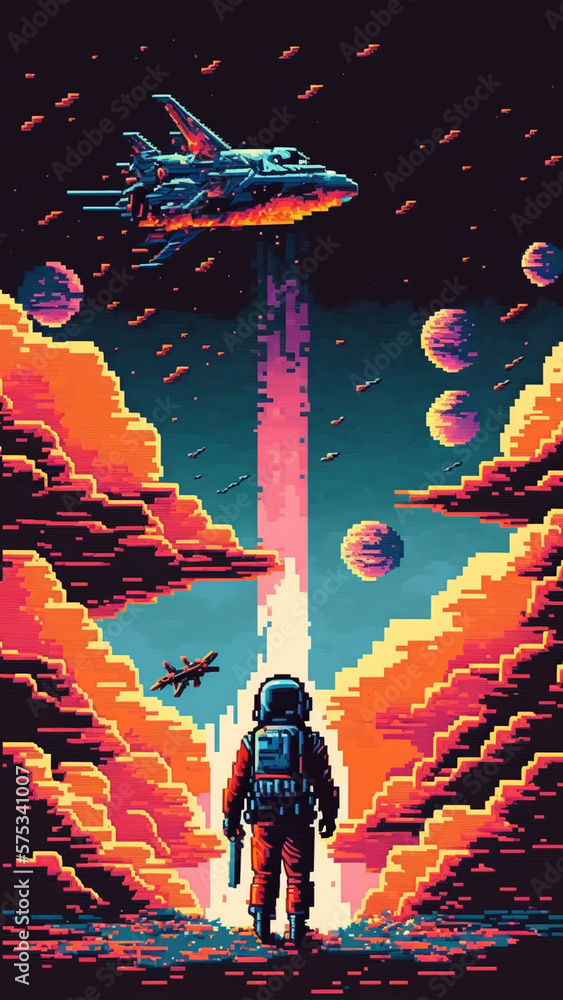Astronaut watching the space standing, pixel art, wallpaper, Science ...