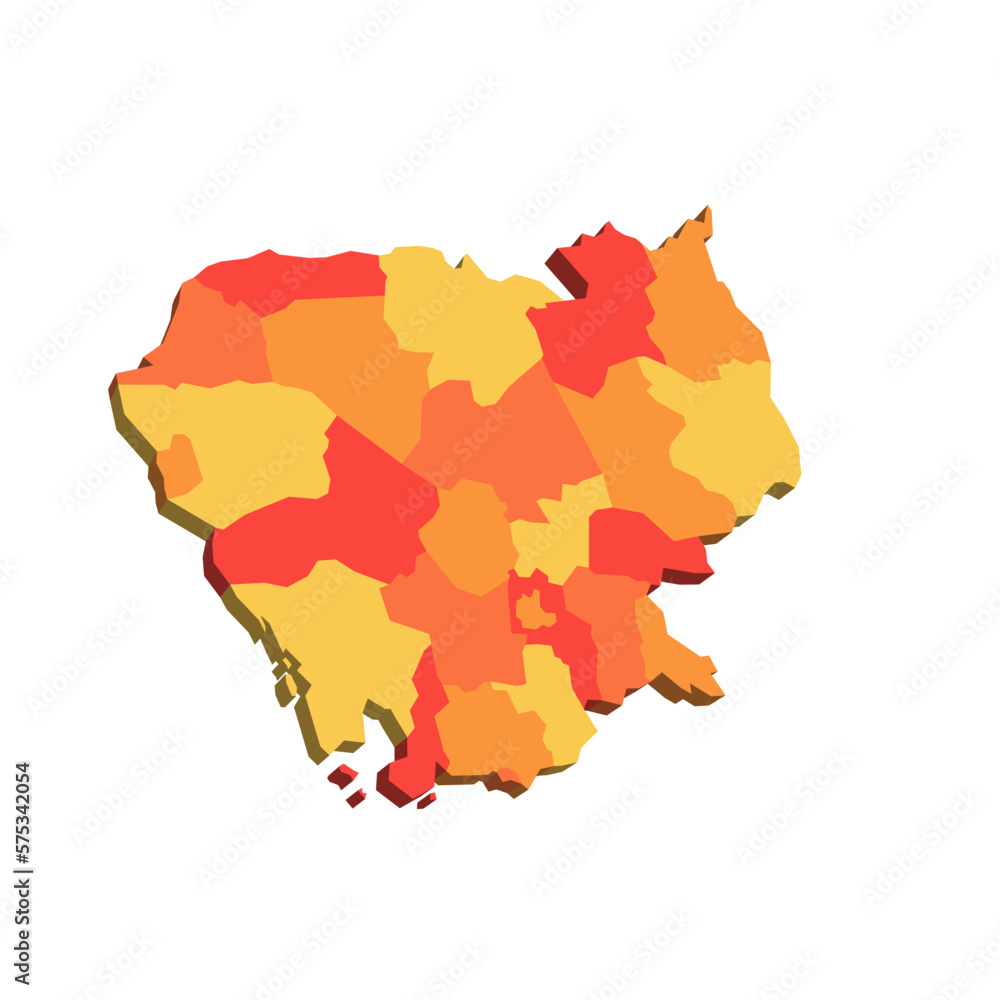 Cambodia political map of administrative divisions - provinces and ...