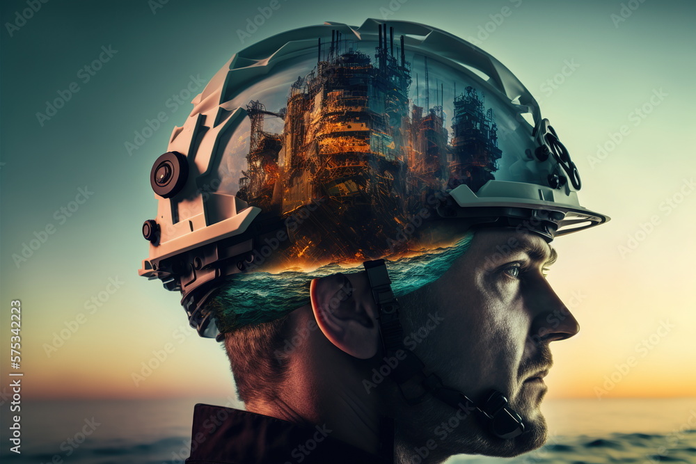 Wondrous visually engineer wearing safety helmet portrait and offshore ...