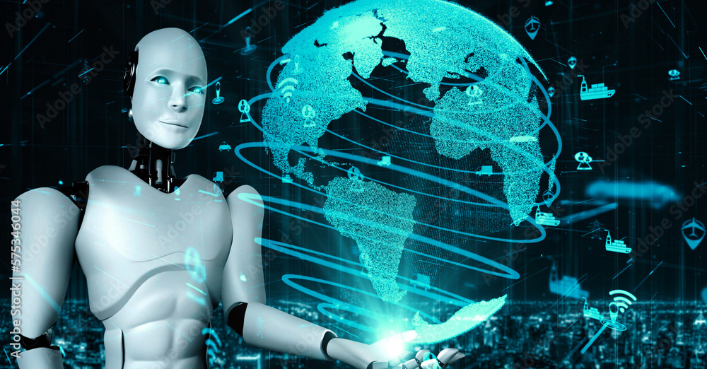 Futuristic robot artificial intelligence huminoid AI transportation ...