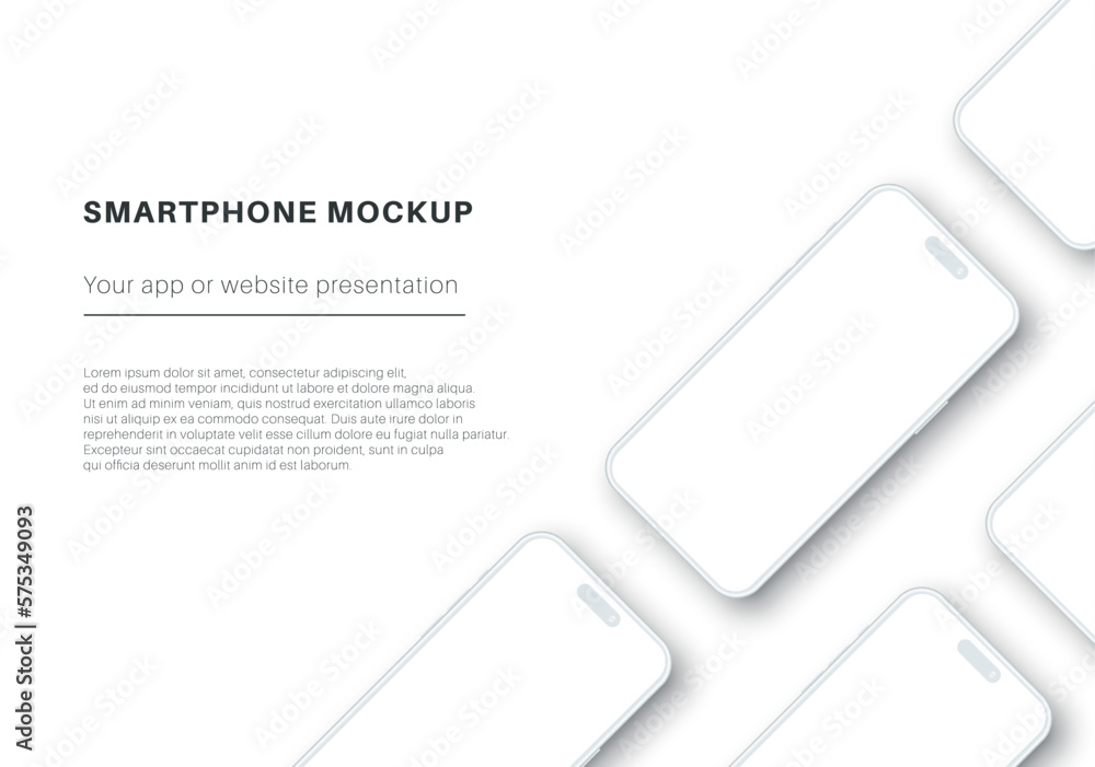 White smartphone mockup. Template for your app presentation. Phone ...