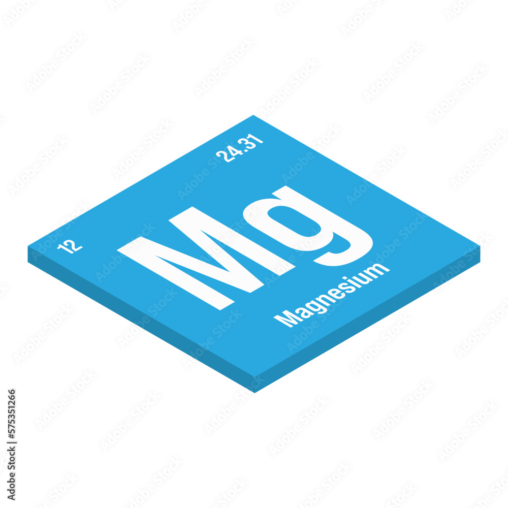 Magnesium, Mg, periodic table element with name, symbol, atomic number ...