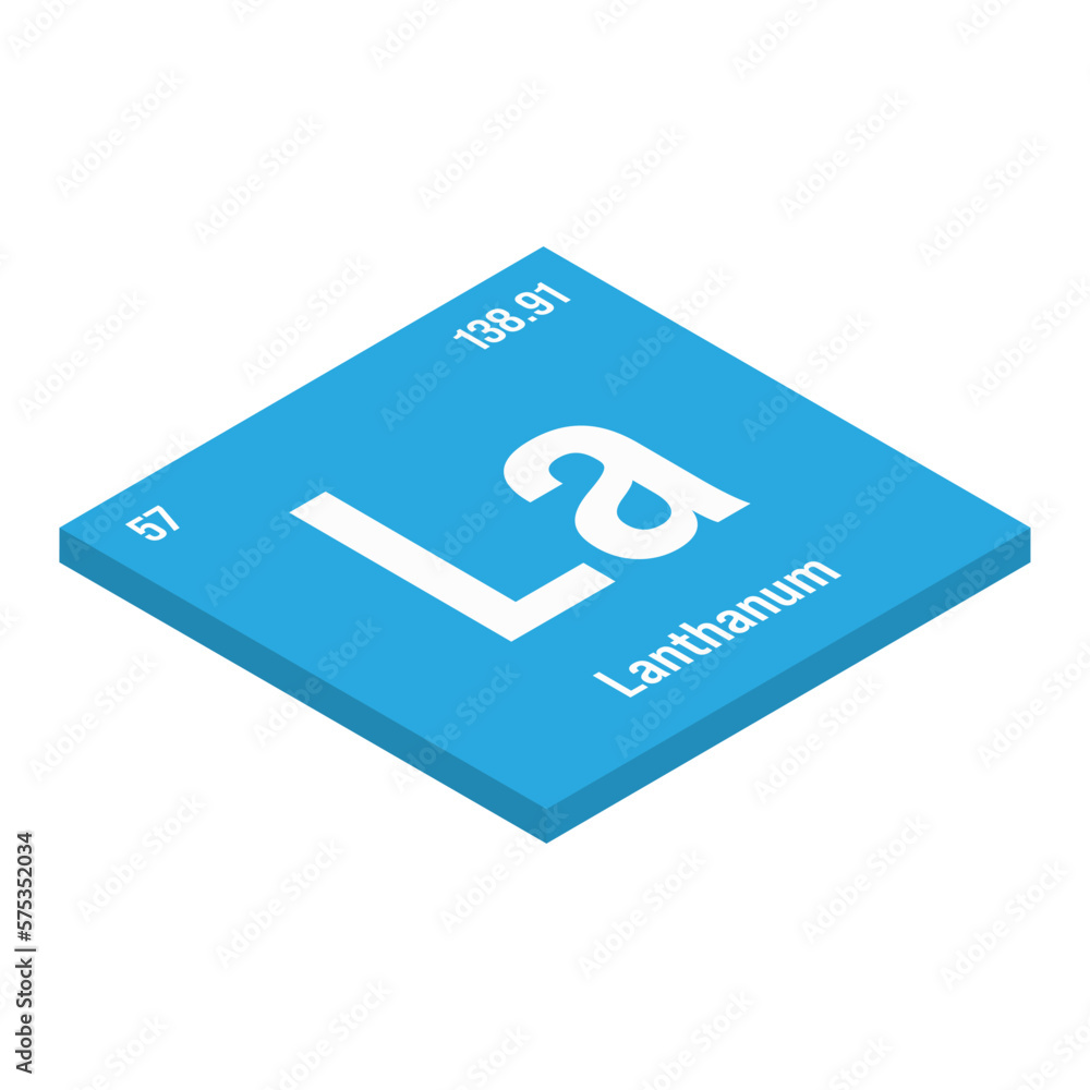 Lanthanum, La, periodic table element with name, symbol, atomic number ...