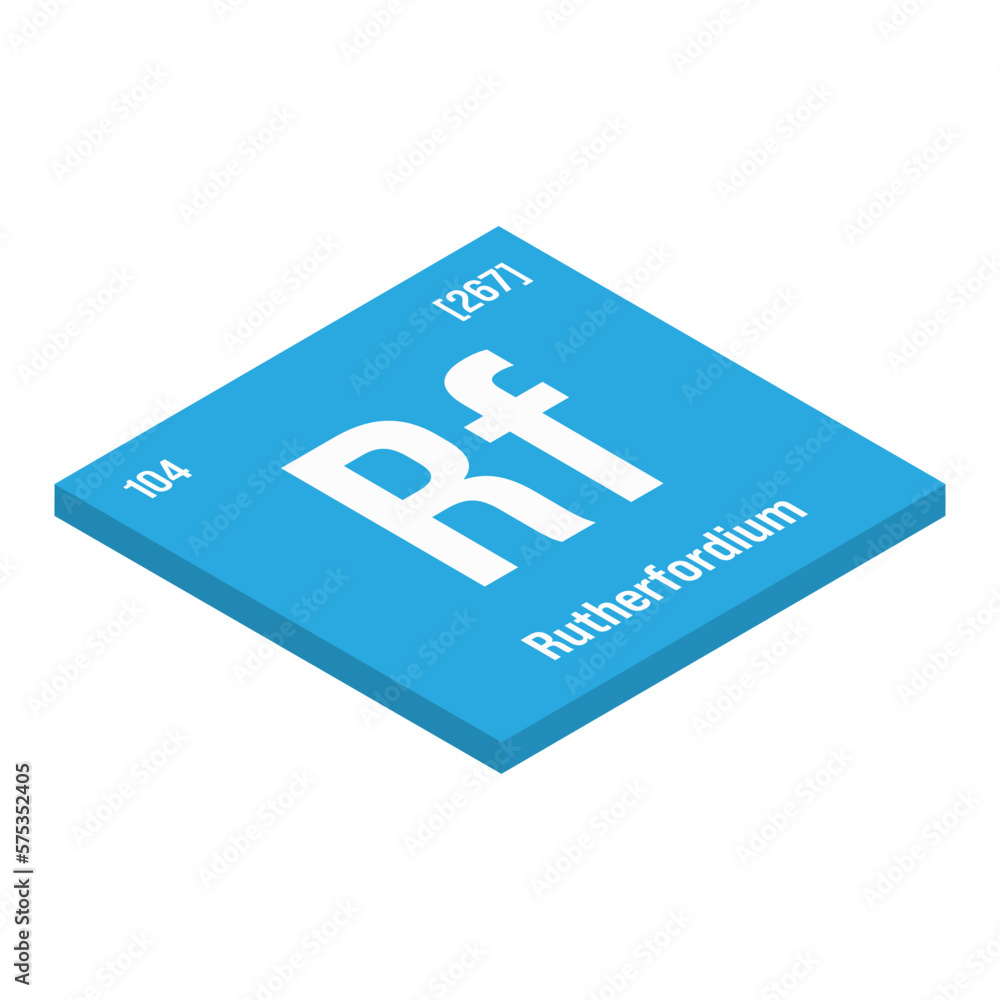 Rutherfordium, Rf, periodic table element with name, symbol, atomic ...