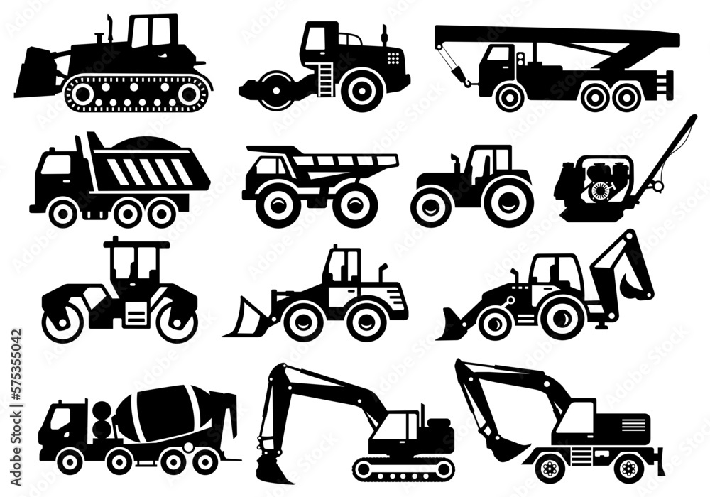 Construction Truck SVG, Excavator Icon SVG, Bulldozer SVG, Tractor SVG ...