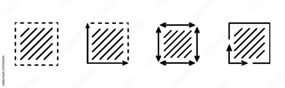 Square area icon. The sign of the coordinate axes. Flat math graph ...