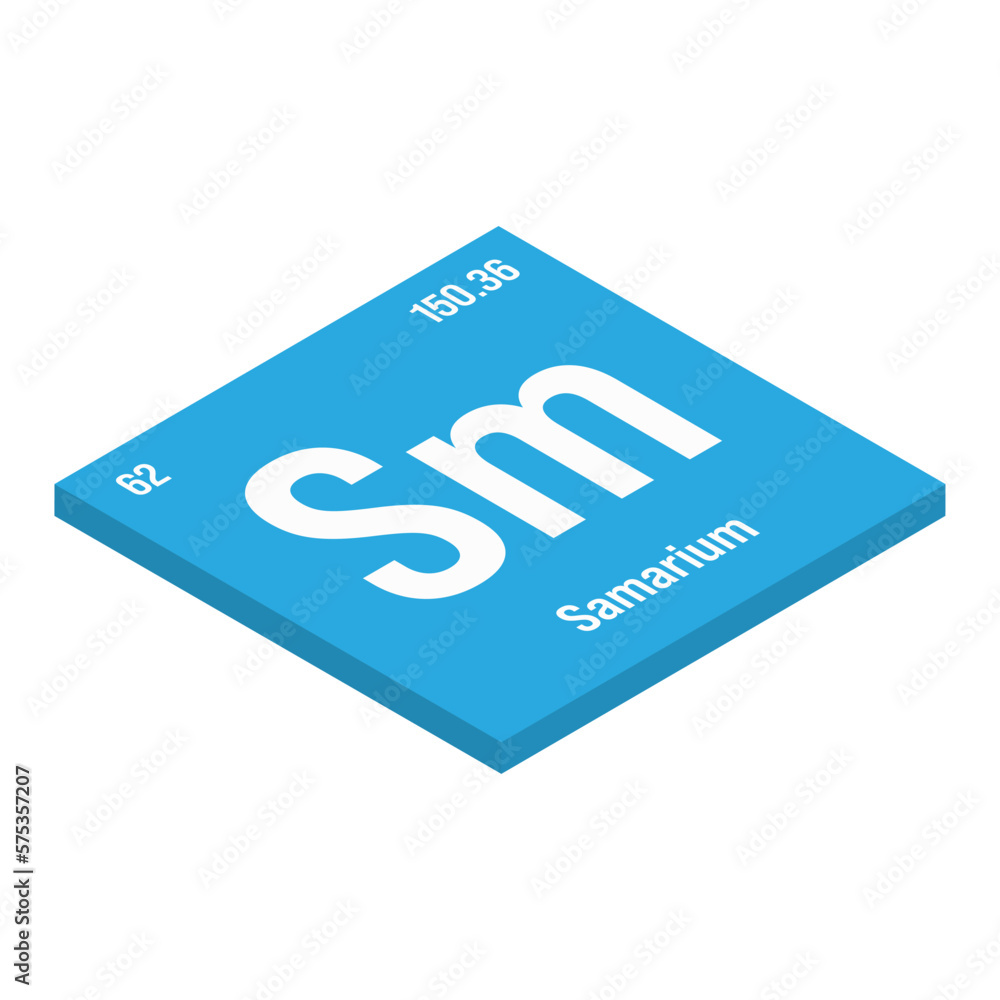 Samarium, Sm, periodic table element with name, symbol, atomic number ...