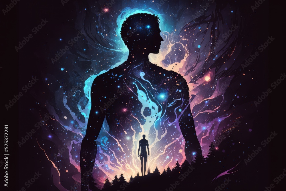 Astral body silhouette with energy, esoteric, spiritual life and ...