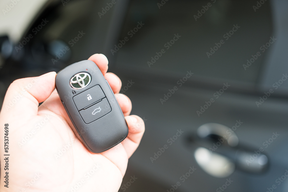 Bangkok, Thailand - February 25, 2023 : Keyless remote for car or ...