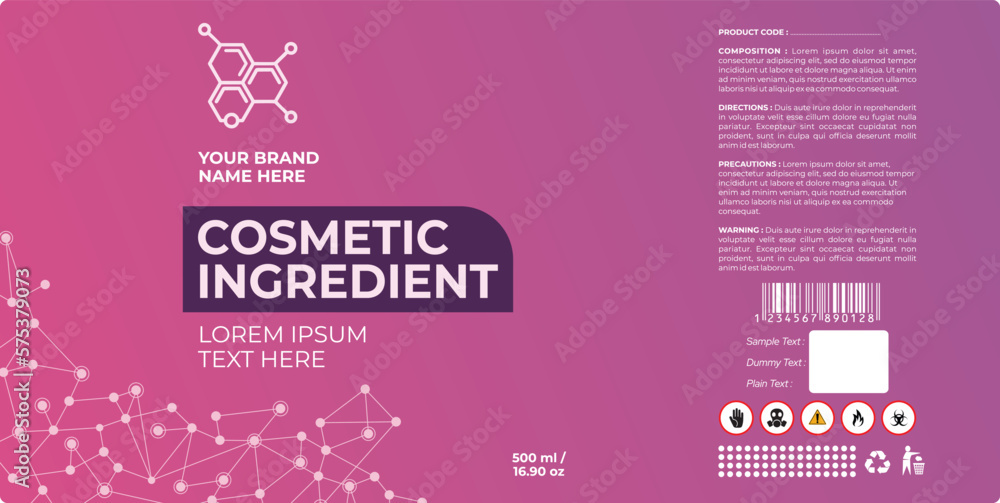 Cosmetic Ingredients Label Design, Raw Material Product, Cosmetic Grade ...