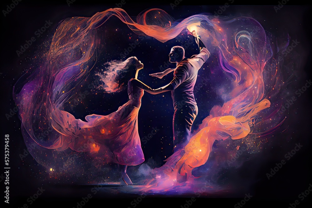 Generative AI illustration of an enchanting image of two lovers dancing ...