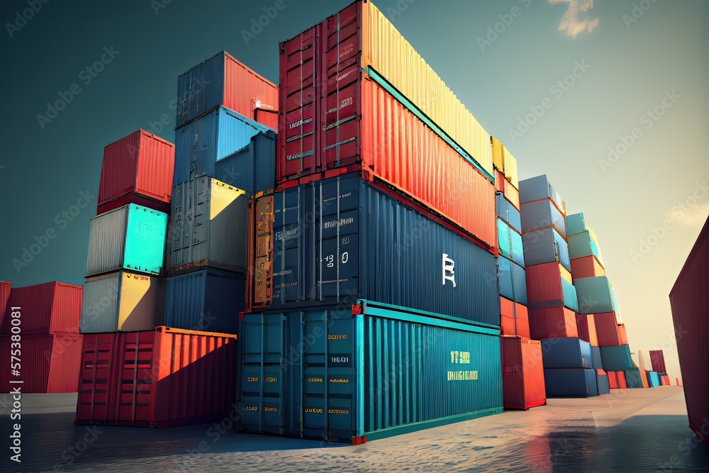 Generative AI illustration of Industrial Shipping Hub: Aerial View of ...