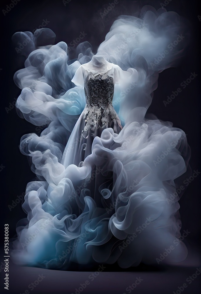 Generative AI illustration of Fashion design, dress made from clouds ...