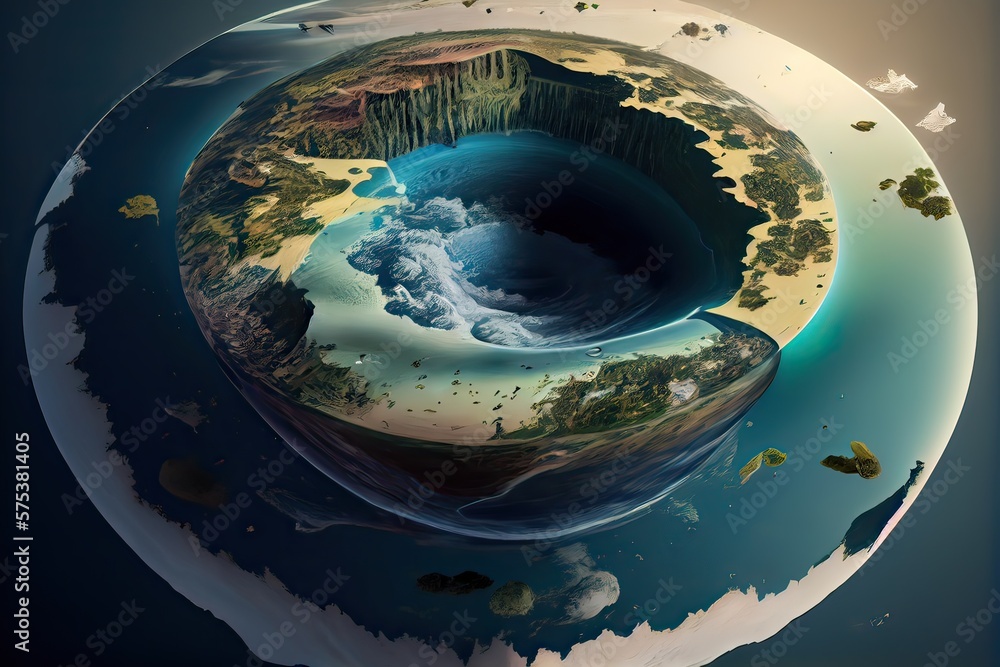 Generative AI illustration of a secrets of flat earth, with continents Stock Illustration ...