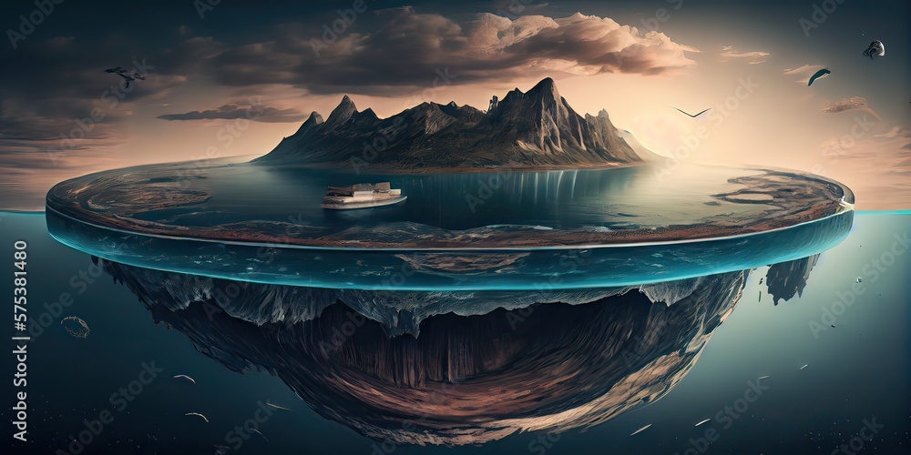 Generative AI illustration of a secrets of flat earth, with continents Stock Illustration ...