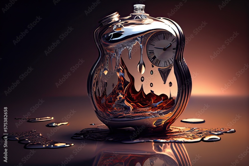 Generative AI illustration of the illusion of time, a surreal clock ...