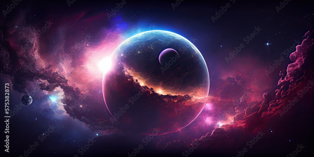 Generative AI illustration of abstract fantastic space of the universe ...