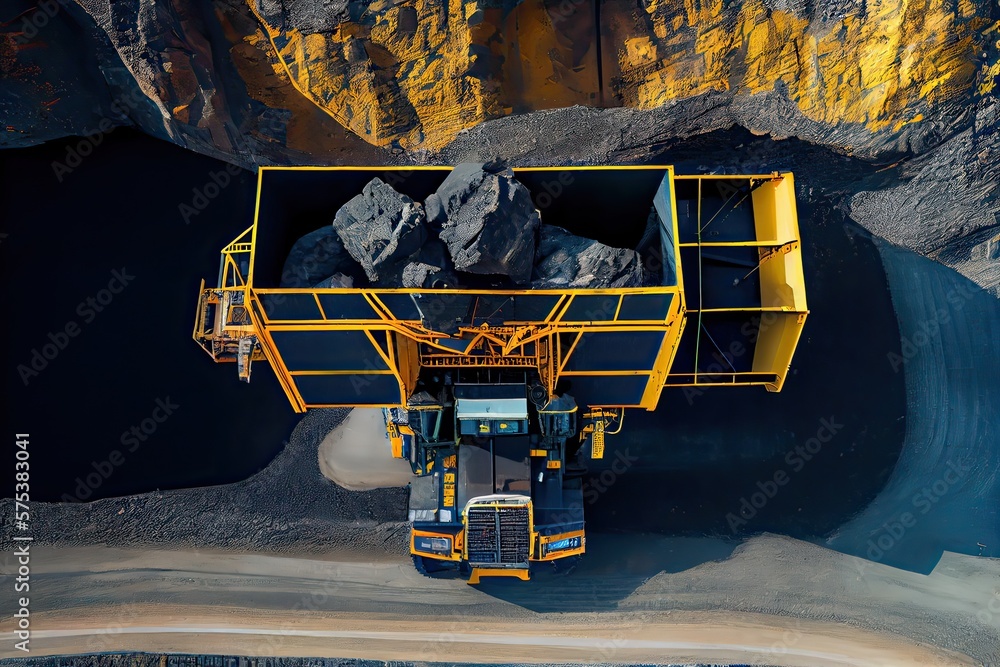 Generative AI illustration of an aerial panorama of an anthracite coal ...