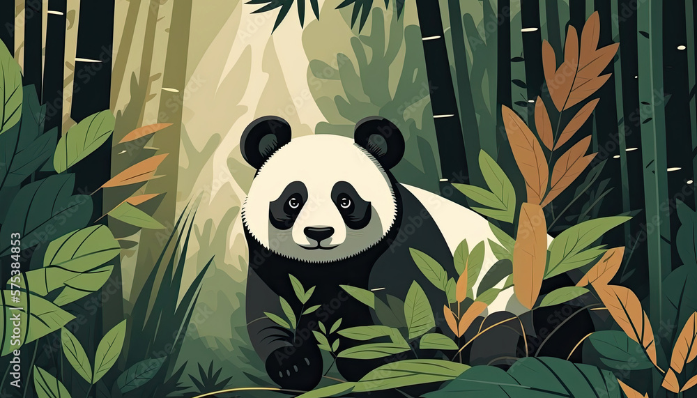 Panda - Minimalistic flat design animal illustration. Image for a ...
