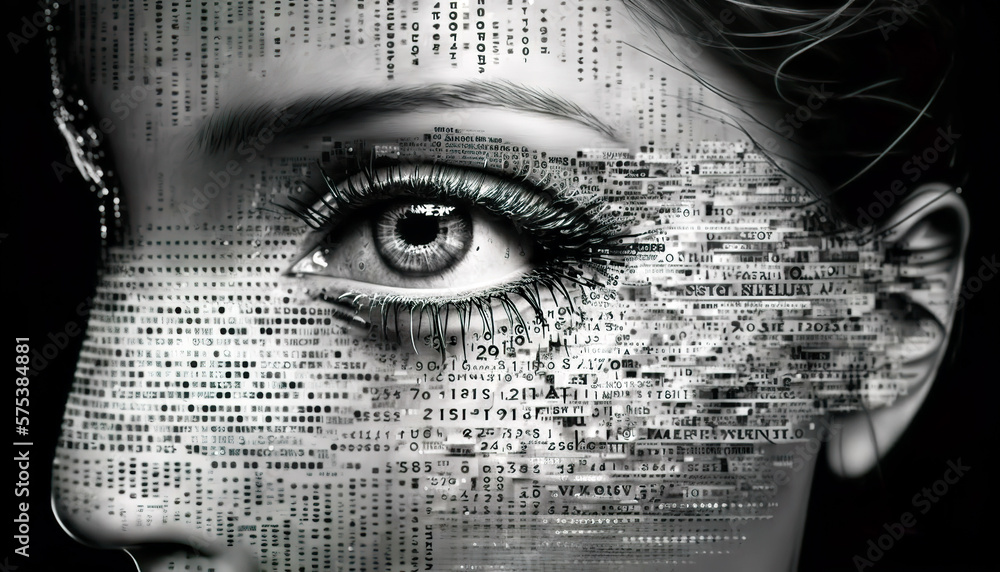 Retina scanner shown using blue and green eyes. Cybersecurity ...