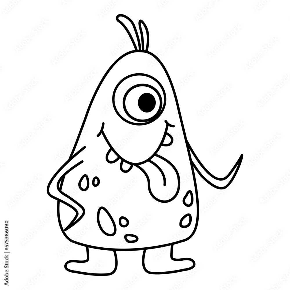 Cartoon Monster for Coloring Page. Vector Illustration of a Funny ...