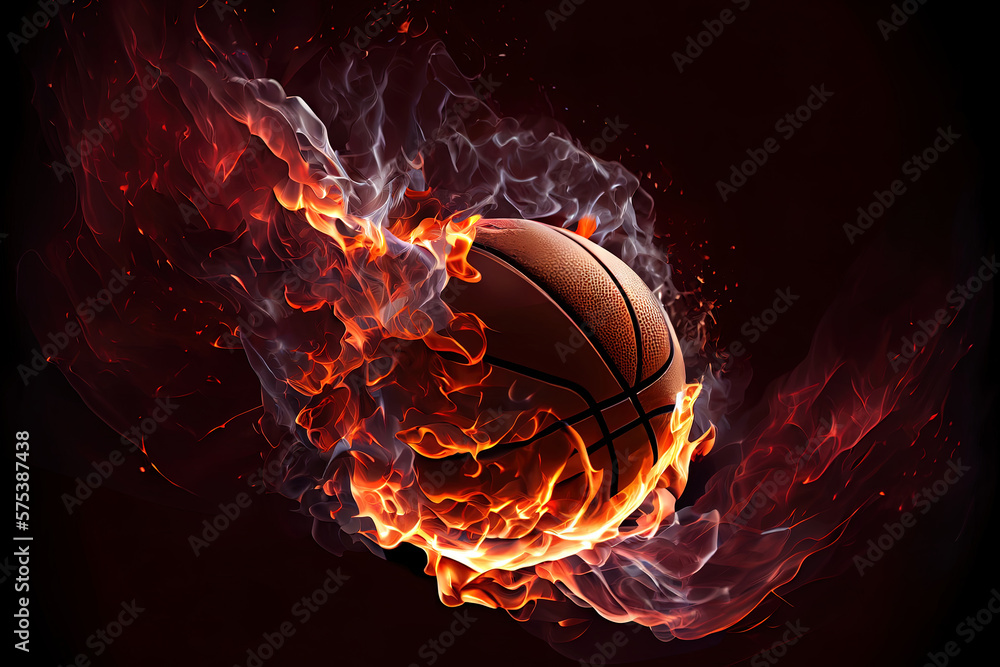 basketball ball in fire. Generative Ai Stock Illustration | Adobe Stock