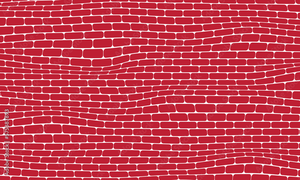 red brick wall background vector texture with brick size distortion ...