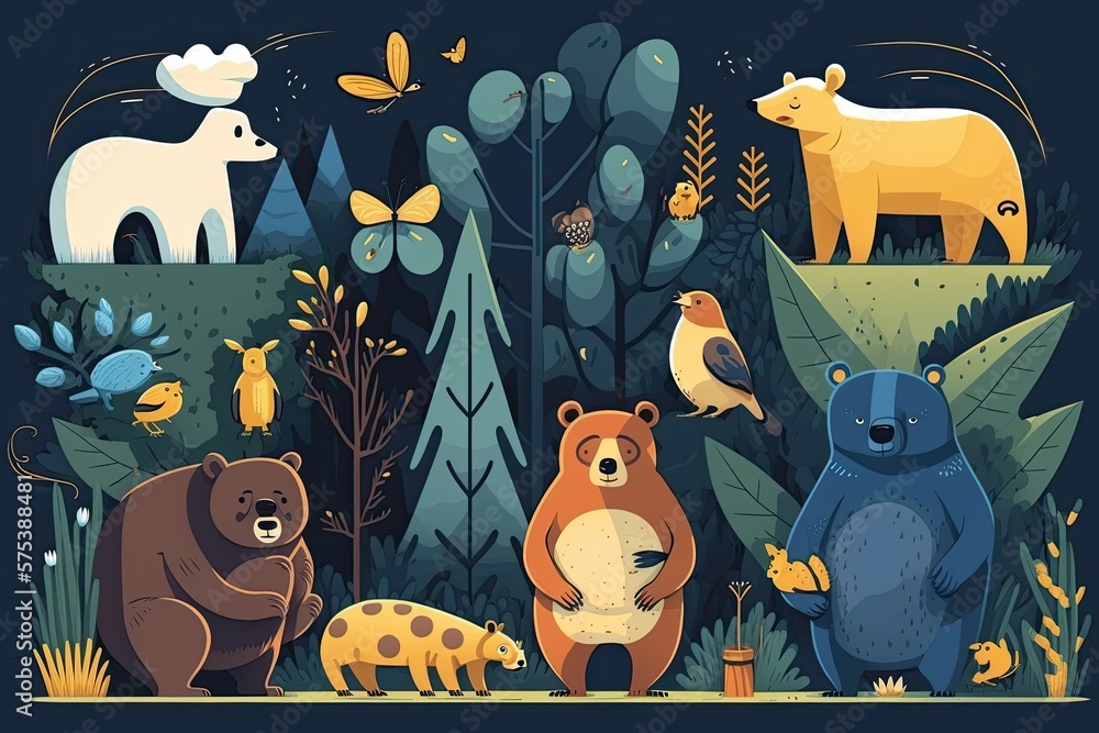 animals that would be found in the woods if they were animated. Species ...