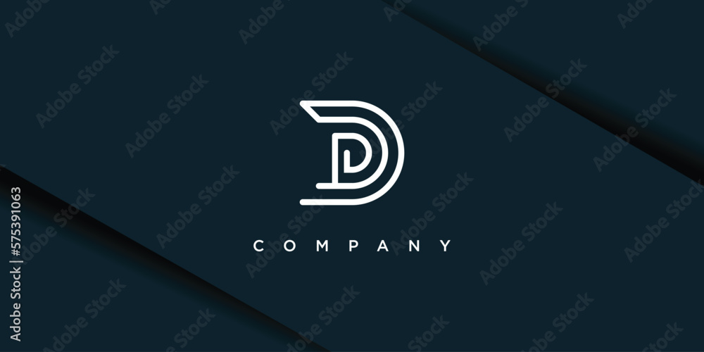 Letter D logo with creative lineart style design premium vector Stock ...