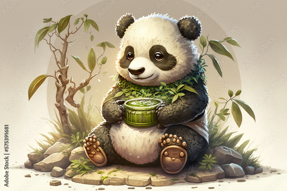 Adorable and Playful Panda Bear Illustration, Perfect for Children's ...