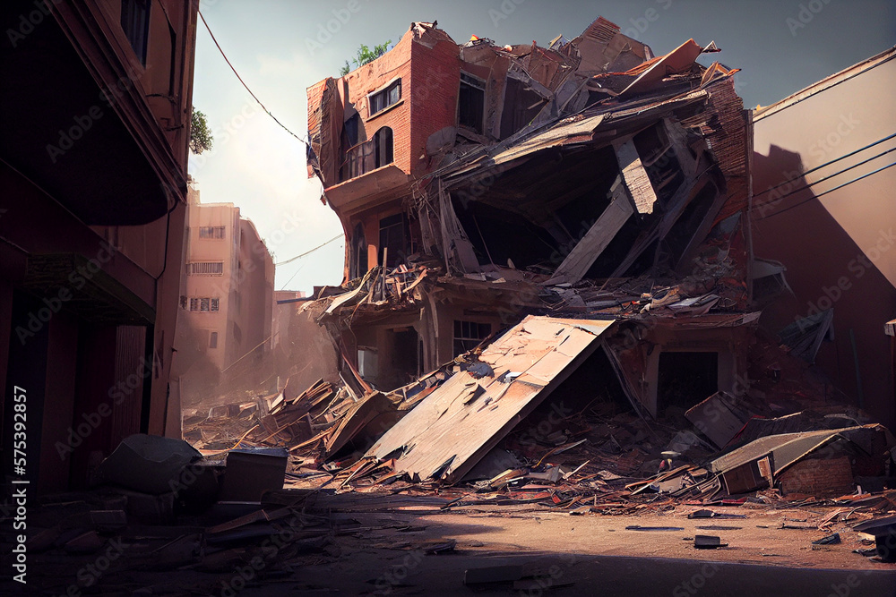 ภาพประกอบสต็อก Aftermath of Earthquake devastating magnitude strike ...