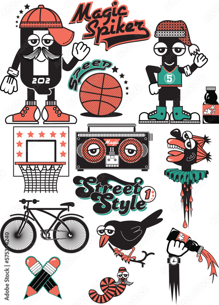 vector cartoon illustration set. Stock Vector | Adobe Stock