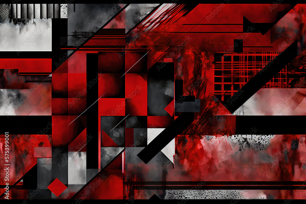 A highly detailed and visually striking red and black abstract ...