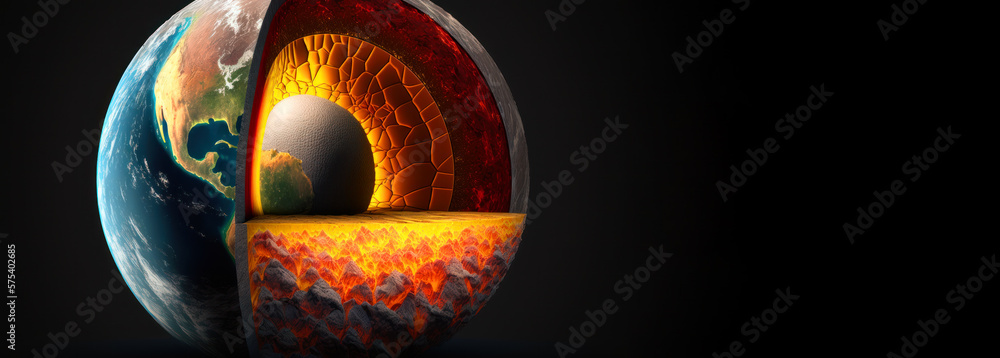cross-sectional view of the Earth showing its different layers, from ...