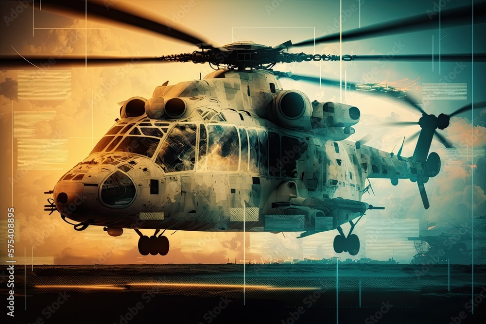 Helicopter and drone with computer programming code, concepts of modern ...