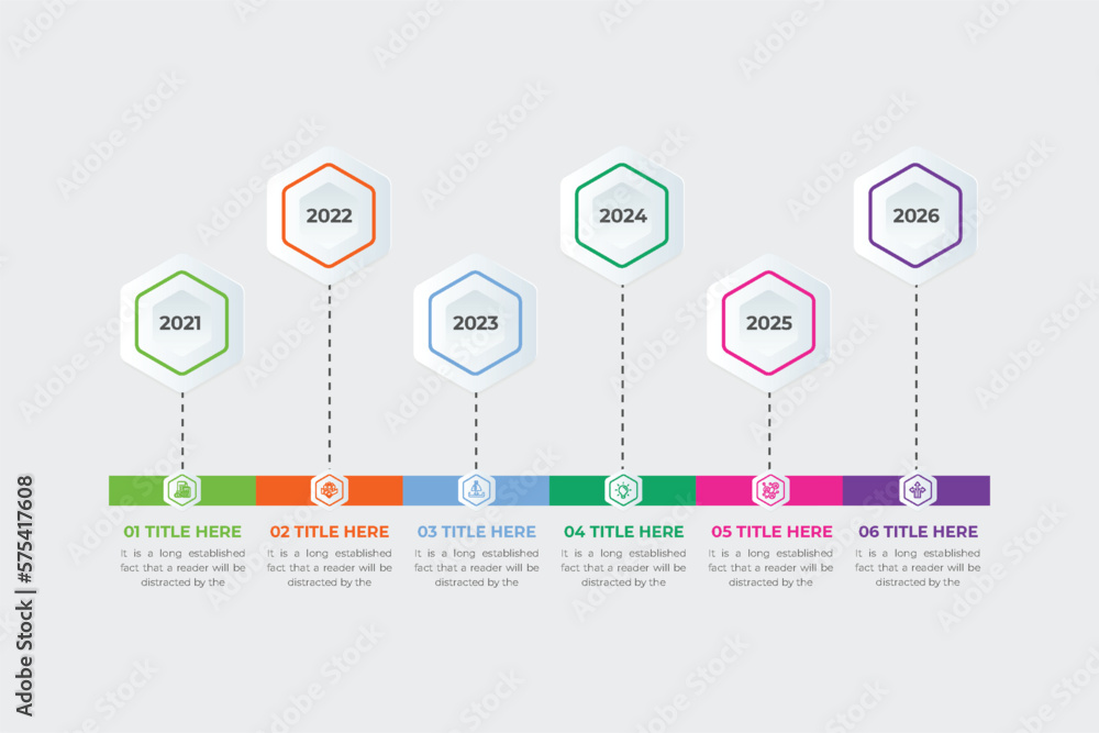 Business infographics timeline template vector with colorful geometric ...