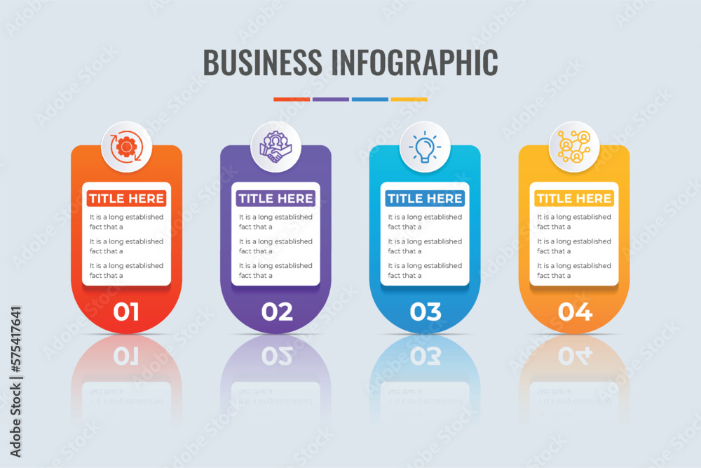 Modern business infographic and chart flow design with colorful shapes ...