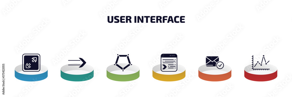 user interface infographic element with filled icons and 6 step or ...